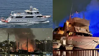 Fire sinks 31m vintage Broward Marine yacht The Admiral in Marina del ...
